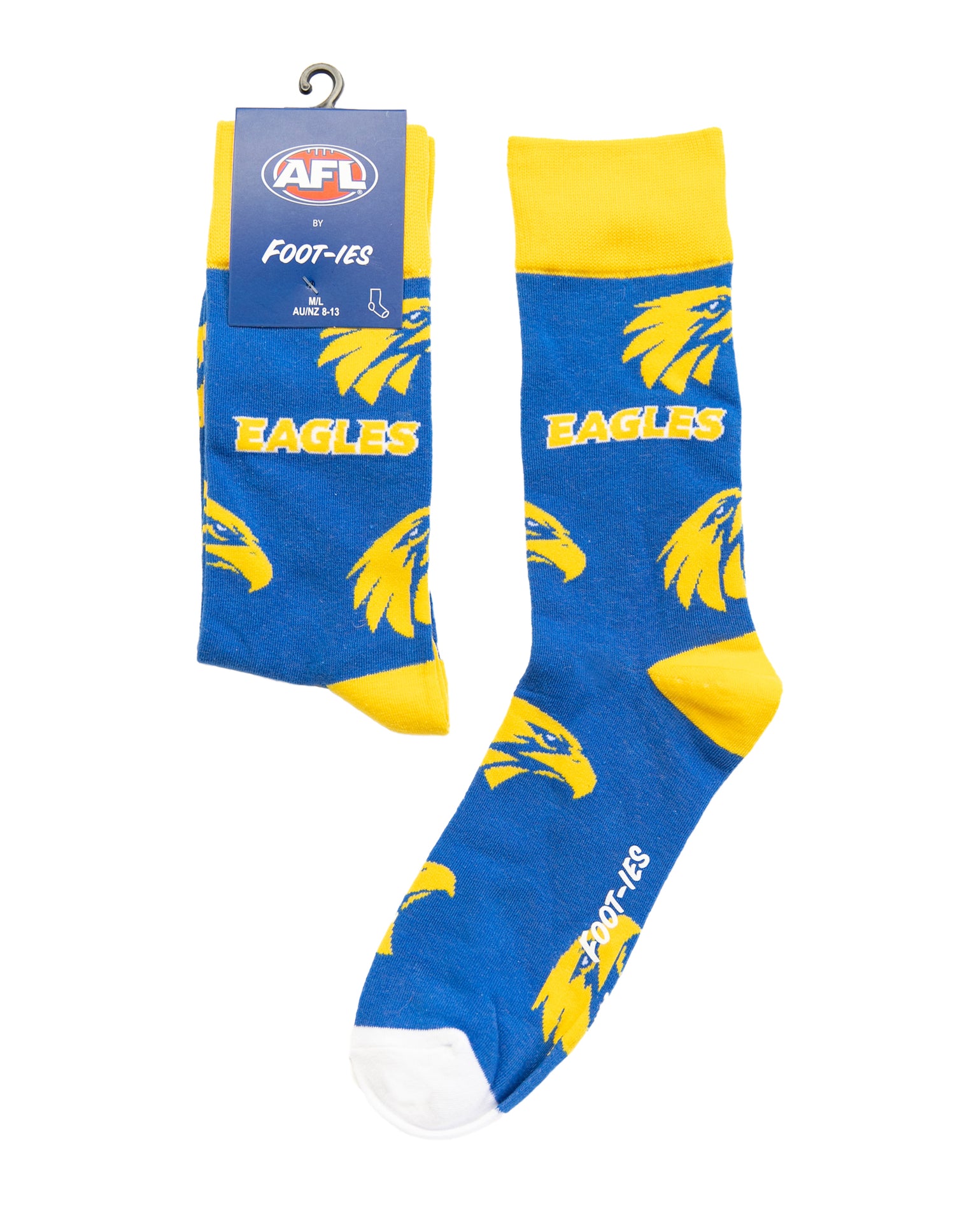 Blue West Coast Eagles Logo AFL Crew Socks For Men